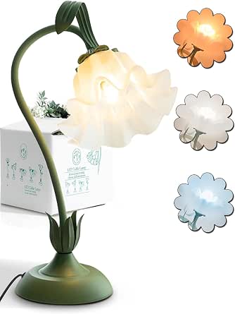 Flower Lamp,Vintage Flower Desk Lamp 3 Color Temperatures,Flower Table ...
