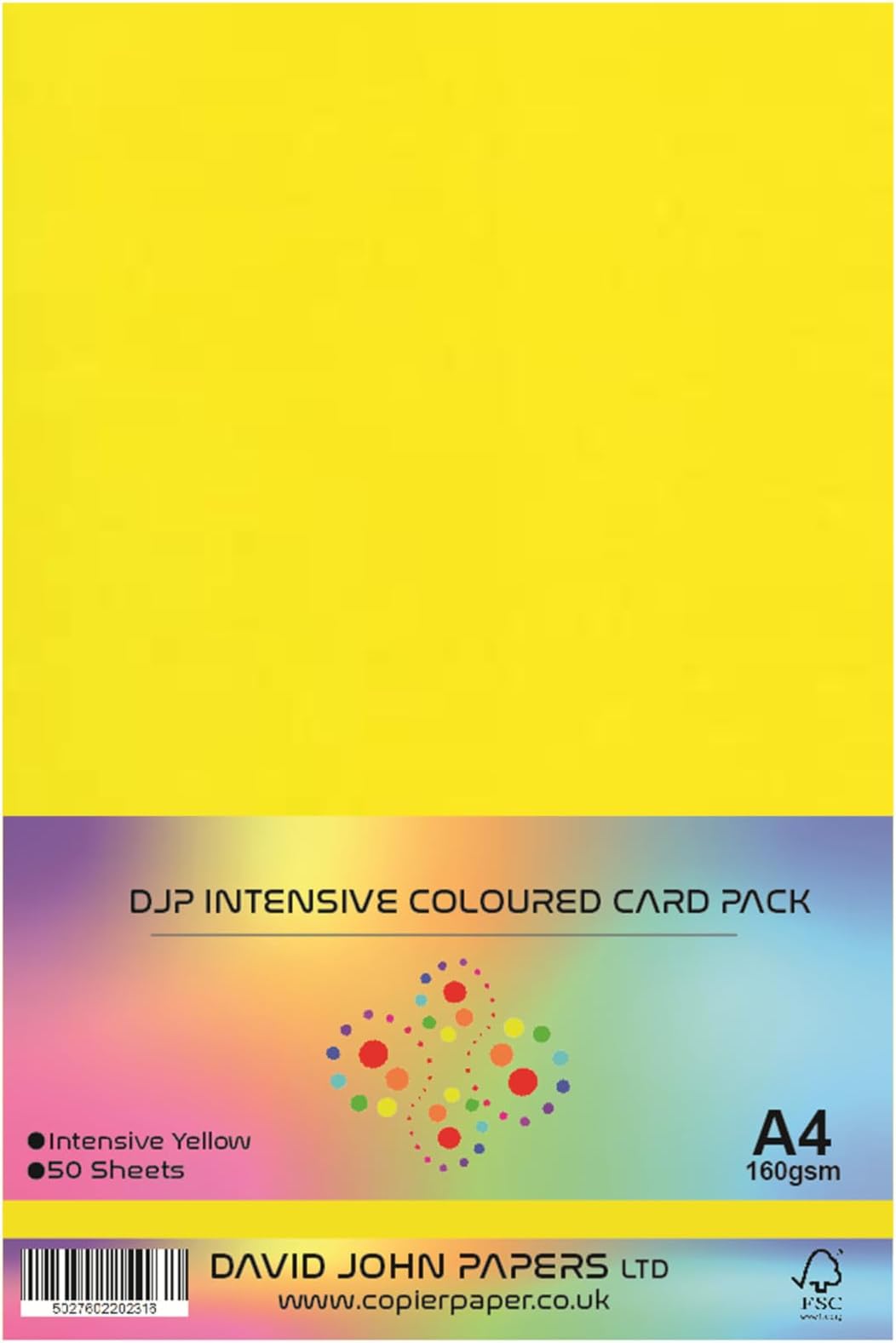 DJP A4 160 GSM Coloured Craft Card - Intensive Yellow (Pack of 50 ...