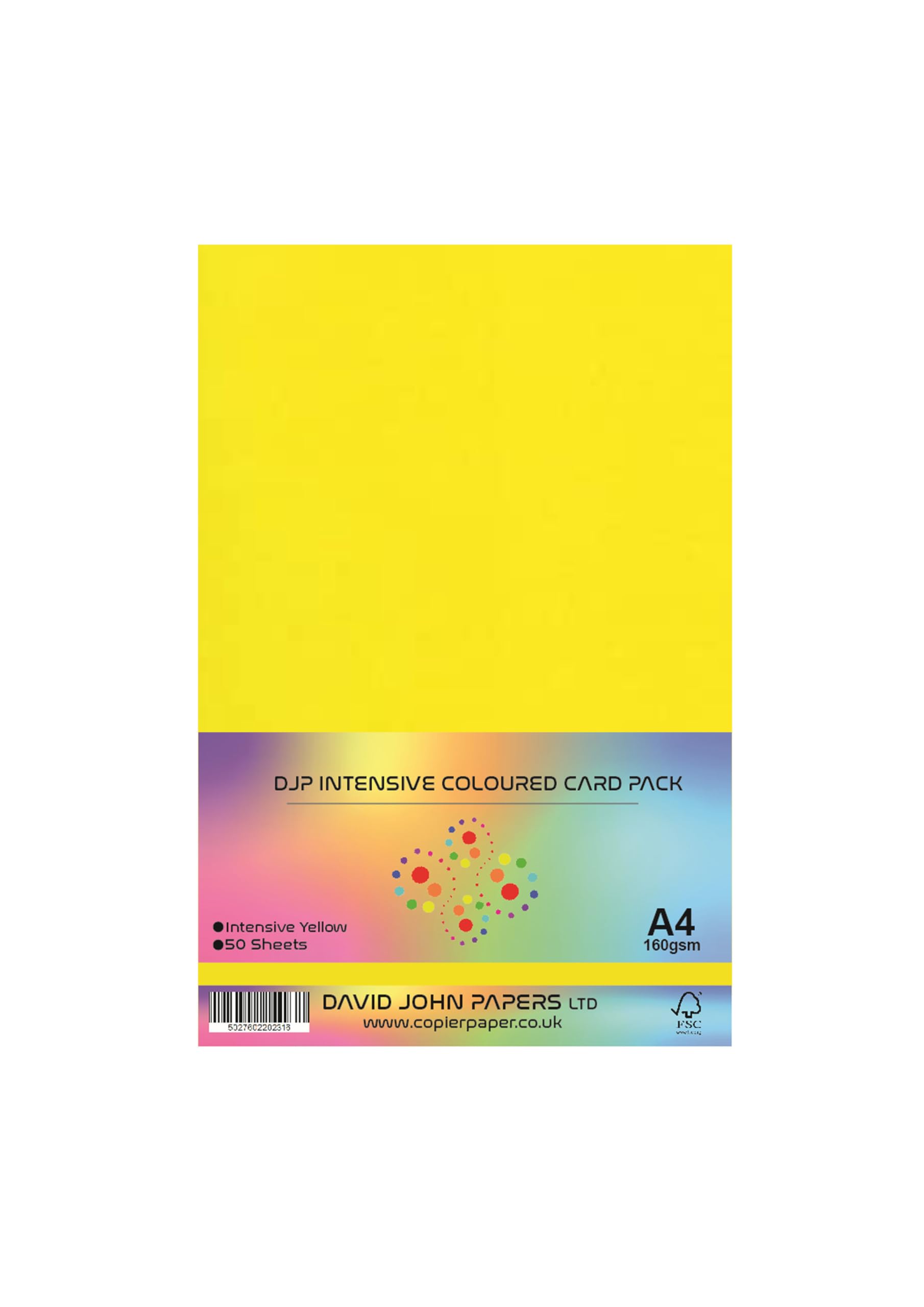 DJP A4 160 GSM Coloured Craft Card - Intensive Yellow (Pack of 50 ...