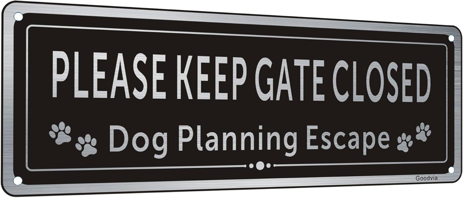 Please Keep Gate Closed Sign Guard Dogs Warning Sign Aluminum Brushed ...