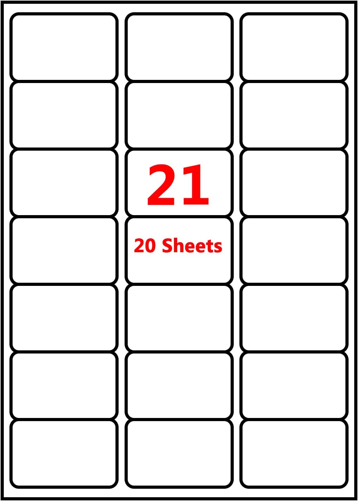 PACK4YA 21 Labels per A4 Sheet, 63.5 x 38.1 mm White Self Adhesive ...