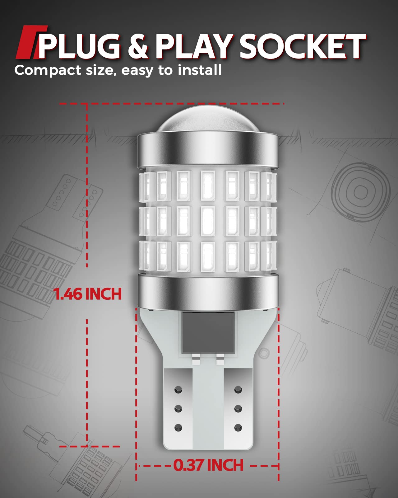 Snapklik.com : 921 912 LED Bulb Red, LED Third Brake Tail Lights, T15 ...