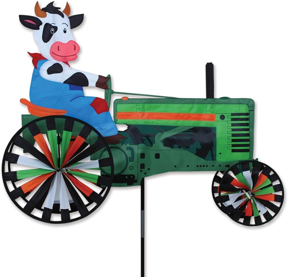 Amazon.com: 21" Cow on a Tractor Vehicle Wind Spinner : Patio, Lawn ...