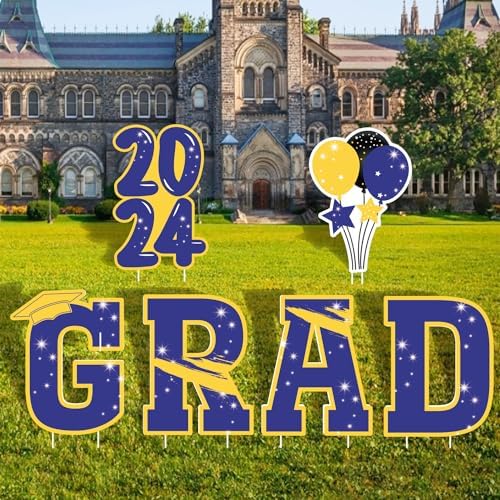 Amazon.com : Graduation Yard Signs Blue and Gold Class of 2024 ...