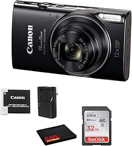 Amazon.com : Canon PowerShot ELPH 360 HS Digital Point and Shoot Camera (Black) Bundle with 32 ...