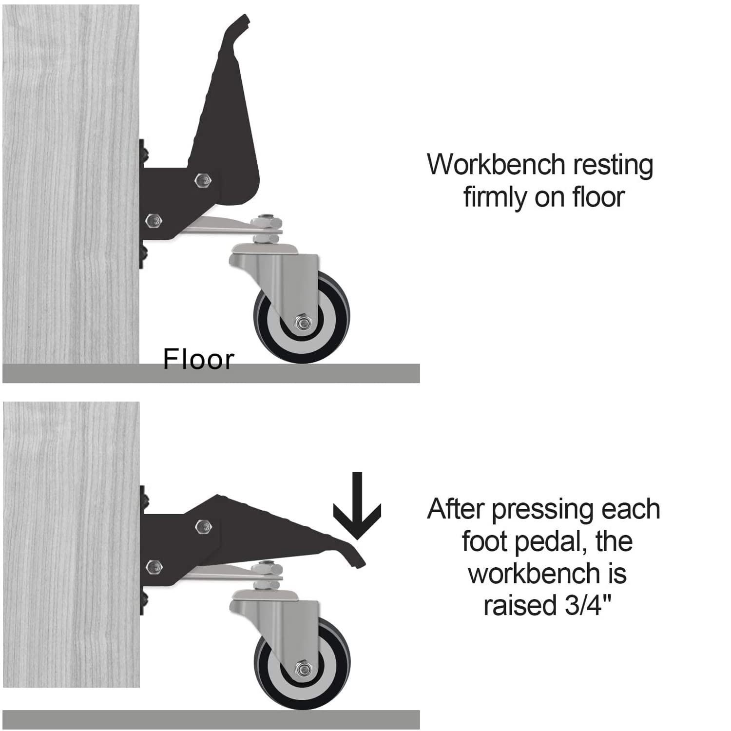 Buy ybaymy Workbench Casters Kit 300KG Capacity Heavy Duty Retractable ...