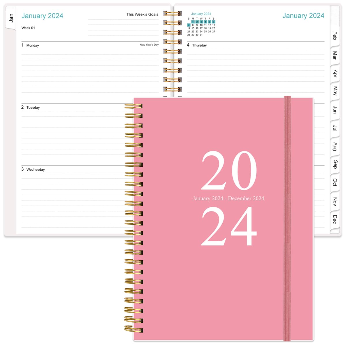 Snapklik.com : 2024 Planner - Weekly & Monthly Planner Spiral Bound ...