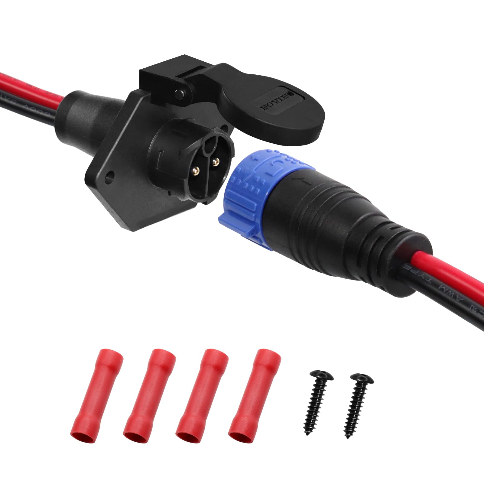 Trolling Motor Plug and Receptacle,12V/24V/36V/48V 2-Wire 8 Gauge ...