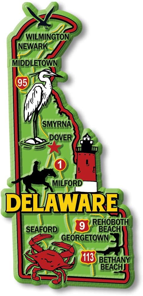 Amazon.com : Flagline Delaware - Acrylic State Map Refrigerator Magnet ...