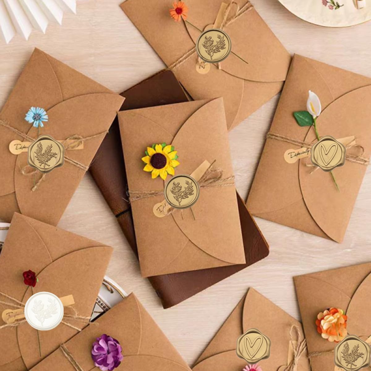 Envelope Seal Stickers Letters Stickers 50Pcs Gold & Champagne Gold Wax ...