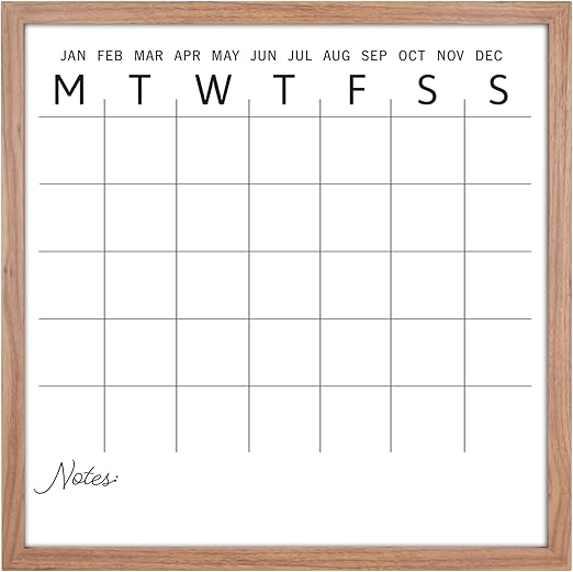 Amazon.com: MCS Dry Erase Calander 24x24 Walnut Framed Monthly Calendar ...