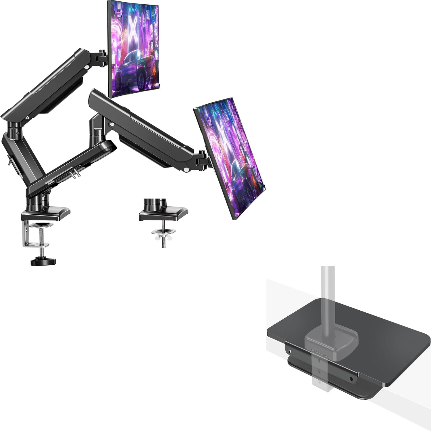Amazon.com: Dual Monitor Desk Mount Bundle Monitor Mount Reinforcement ...
