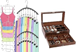 Amazon.com: TomCare Watch Box 2-Tier Watch Case and Tank Top Hanger ...