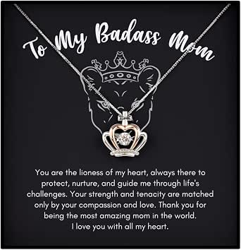 Amazon.com: Crown Pendant Necklace Badass Mom Necklace, Crown Pendant ...