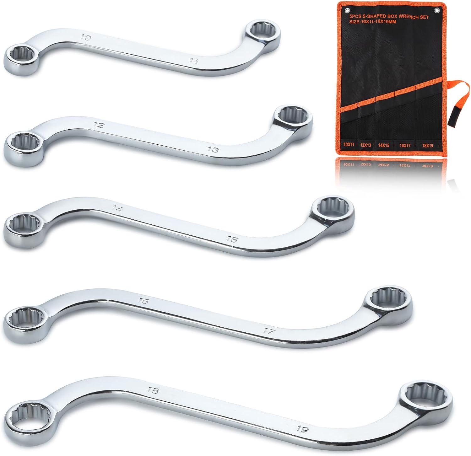 SPEEDWOX 5Pcs Metric S-Shaped Wrench Set with Double 12-Point Box Ends ...