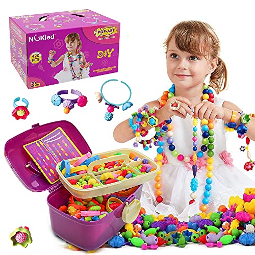 Pop Beads Kids 550+pc for Girls years old Designed Gift Box DIY Jewelry ...