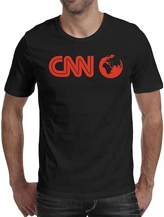 Amazon.com: Wankens Mens Black Tshirt Cotton Short Sleeve Style CNN ...
