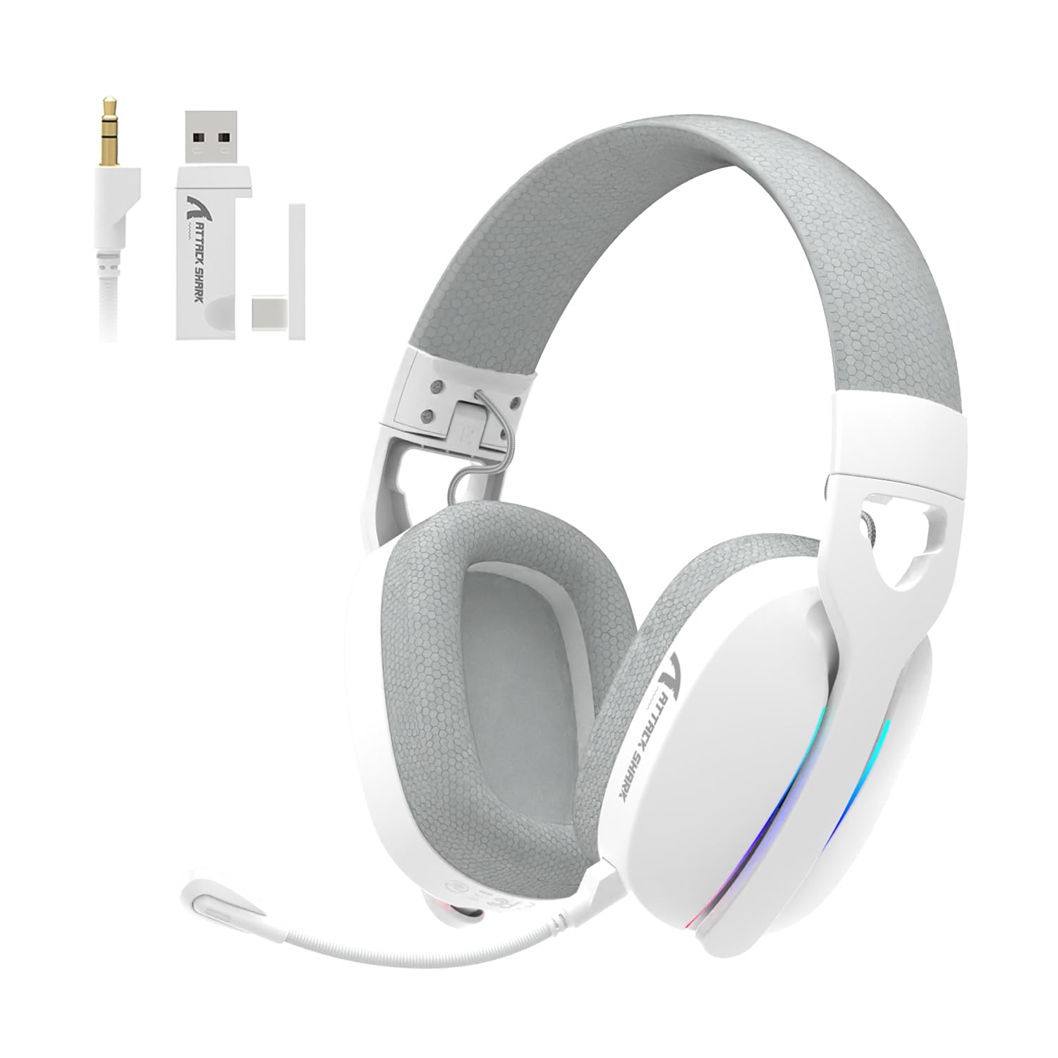 ATTACK SHARK L90 Wireless Gaming Headphone,Bluetooth/2.4Ghz/USB,Noise Cancelling with Detachable ...