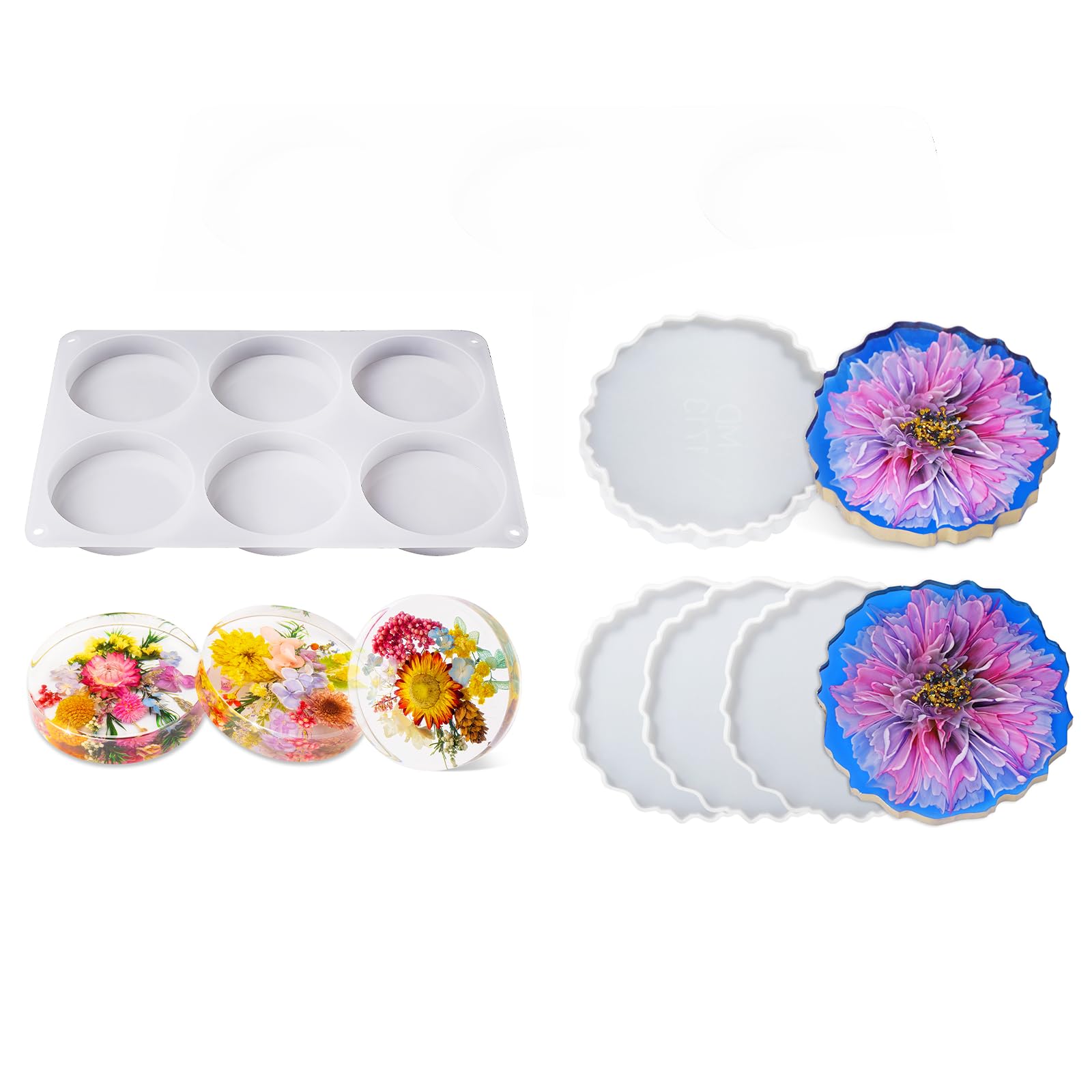 Amazon.com: Bundle Round Coaster Mold and Geode Coaster Mold : Arts ...