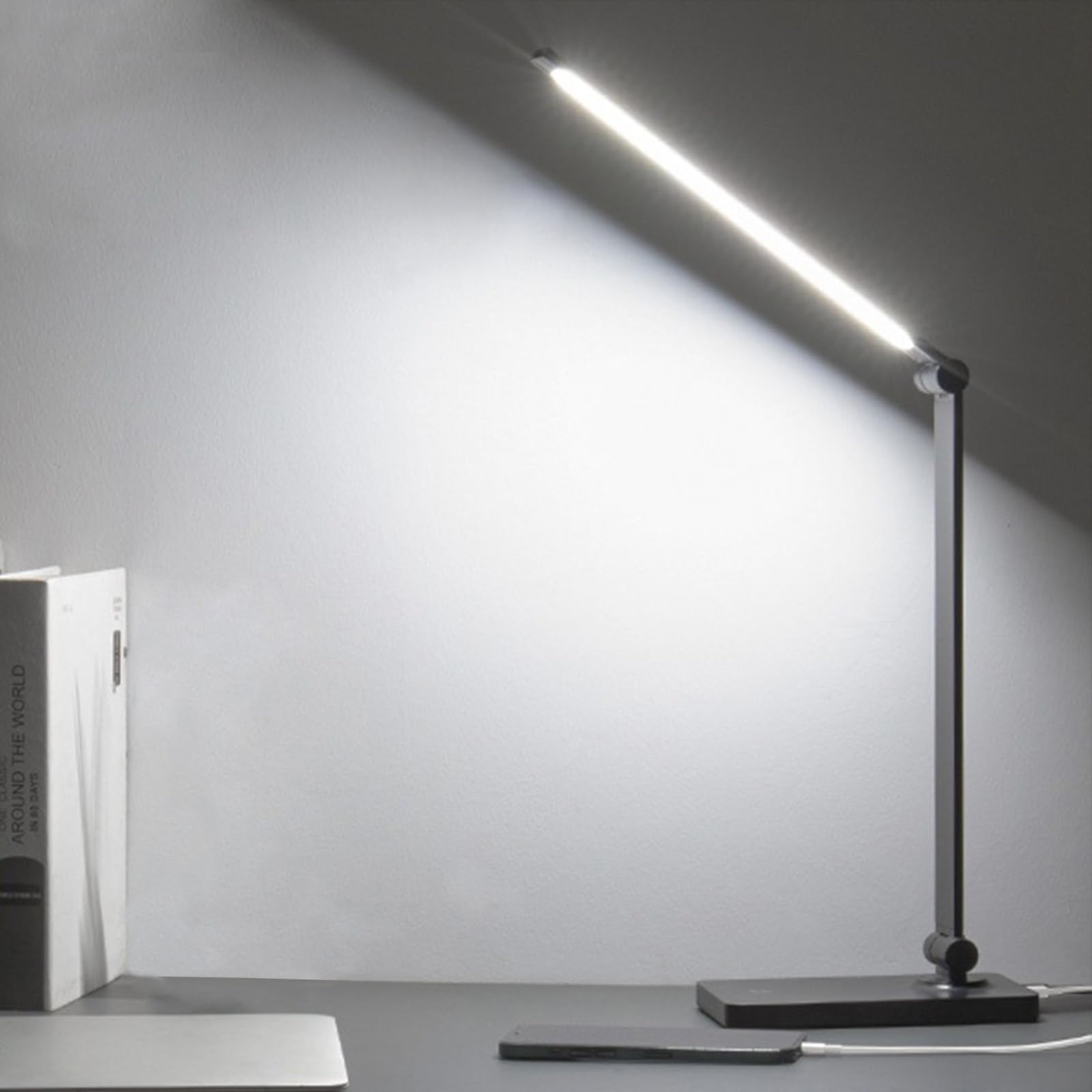 LED Desk Lamp with USB Charging Port Dimmable Eye Caring Table Lamp for ...