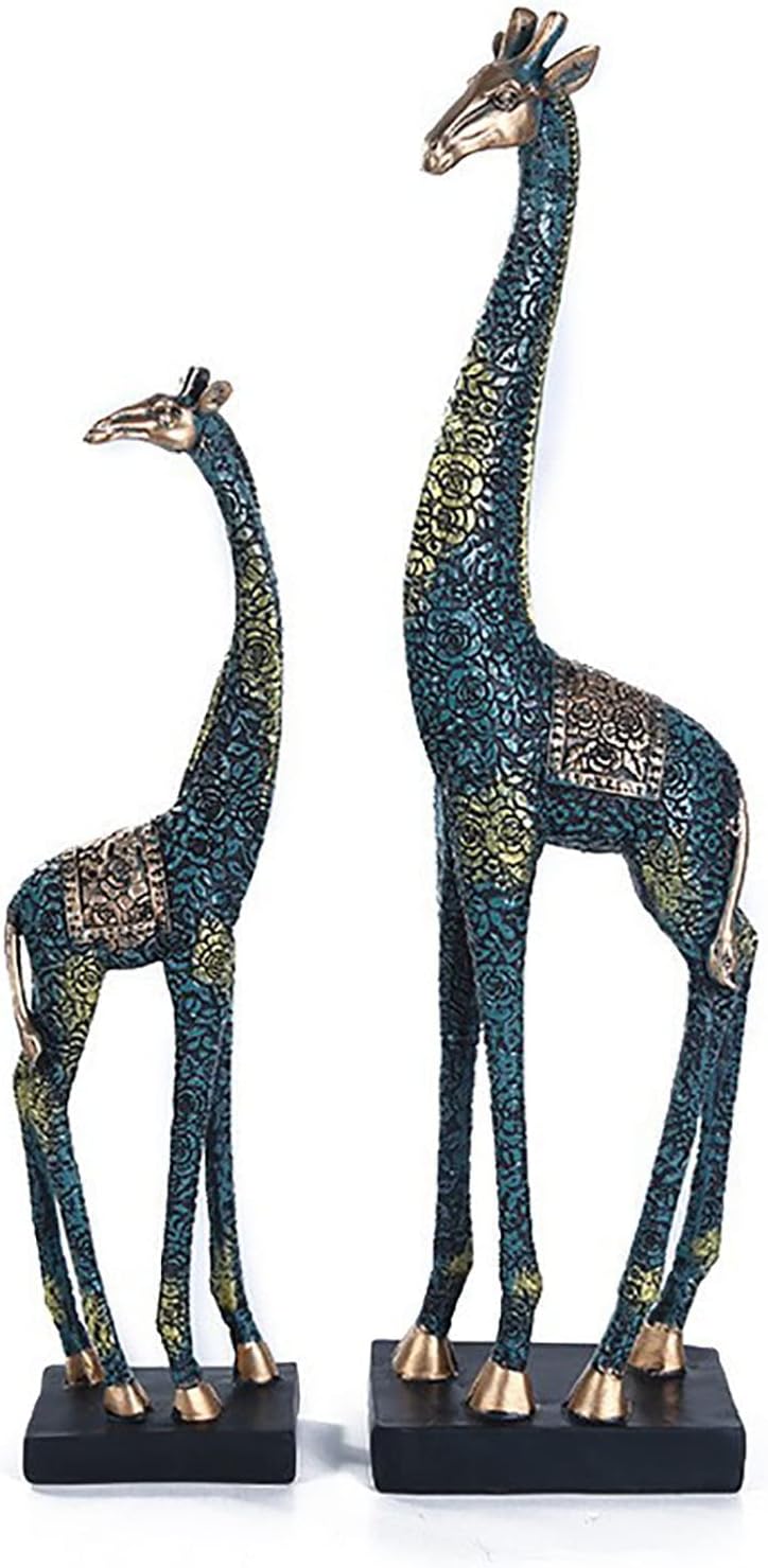 Amazon.com: ZYFAB Large Silver Giraffe Lovers Couple Statue,Standing ...