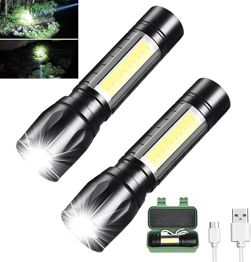 CLEZGO Mini Flashlights Rechargeable LED-Small Flashlights Powerful USB ...
