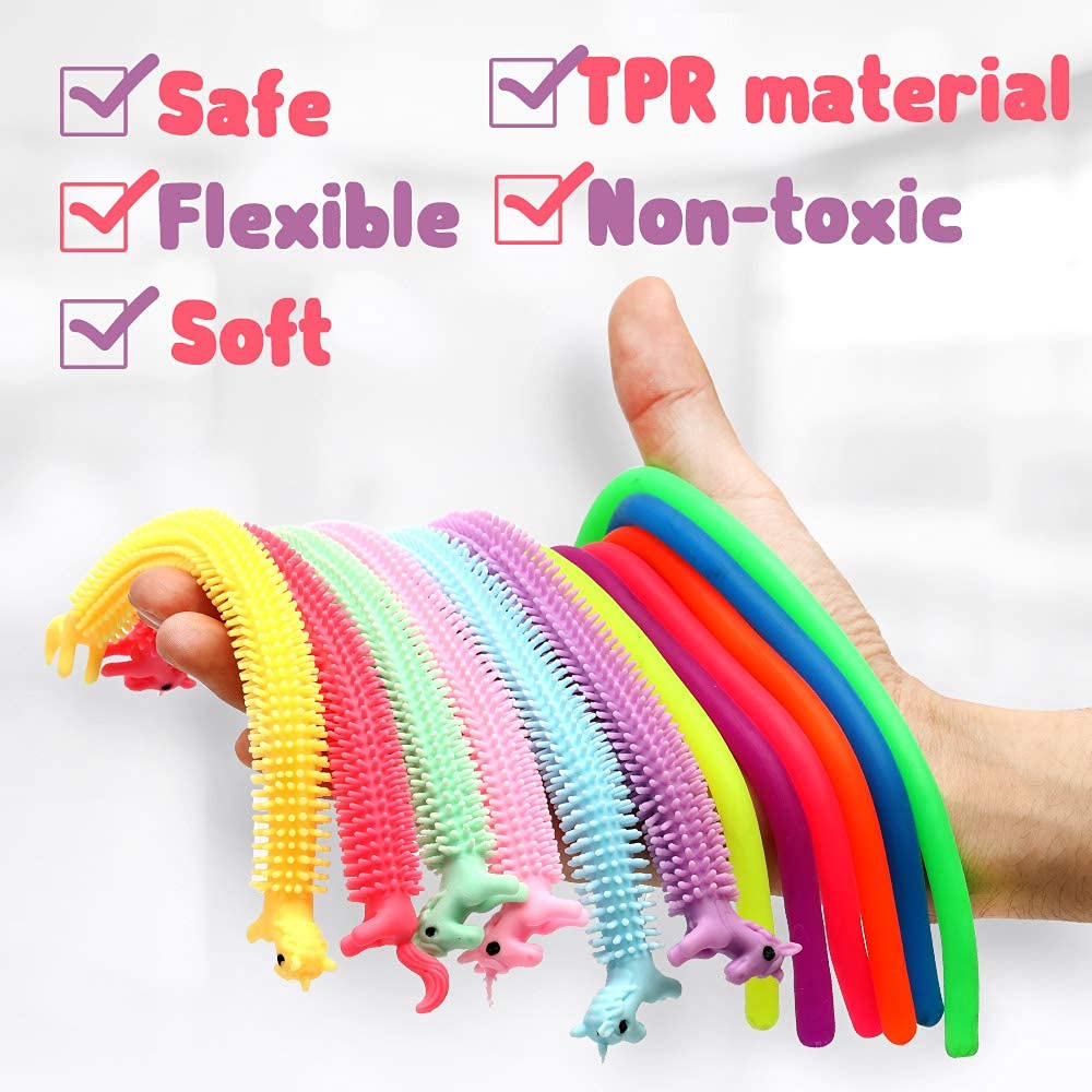 ZaxiDeel Sensory Stretchy Noodles Fidget Toys 12 Pack, Unicorn ...