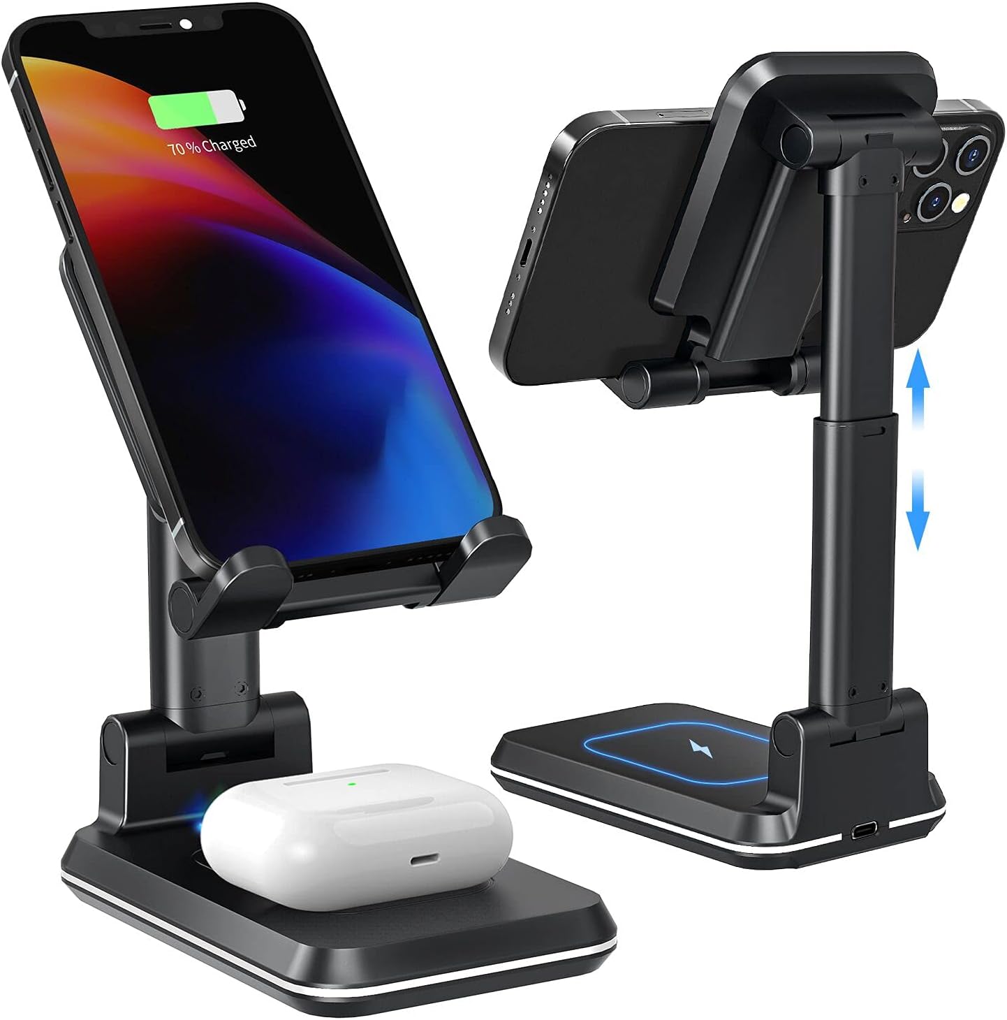 Amazon.com: Wireless Charger, 2 in 1 Wireless Charging Station ...
