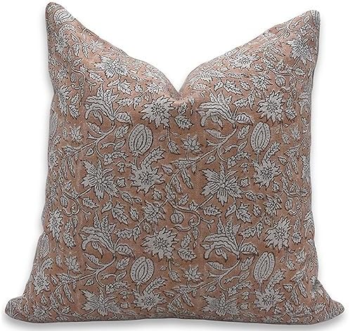 Amazon.com: Fabritual Handmade Block Print Thick Linen 22X22 Throw ...