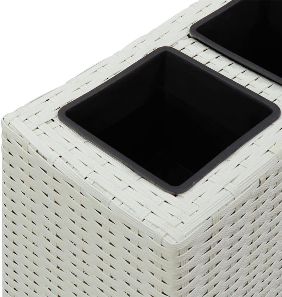 WEMYUFURN Garden Raised Bed with 4 Pots 31.5″x8.7″x31.1″ Poly Rattan ...