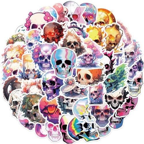 Amazon.com: 50pcs Colorful Skull Stickers for Laptop, Cool Skull ...
