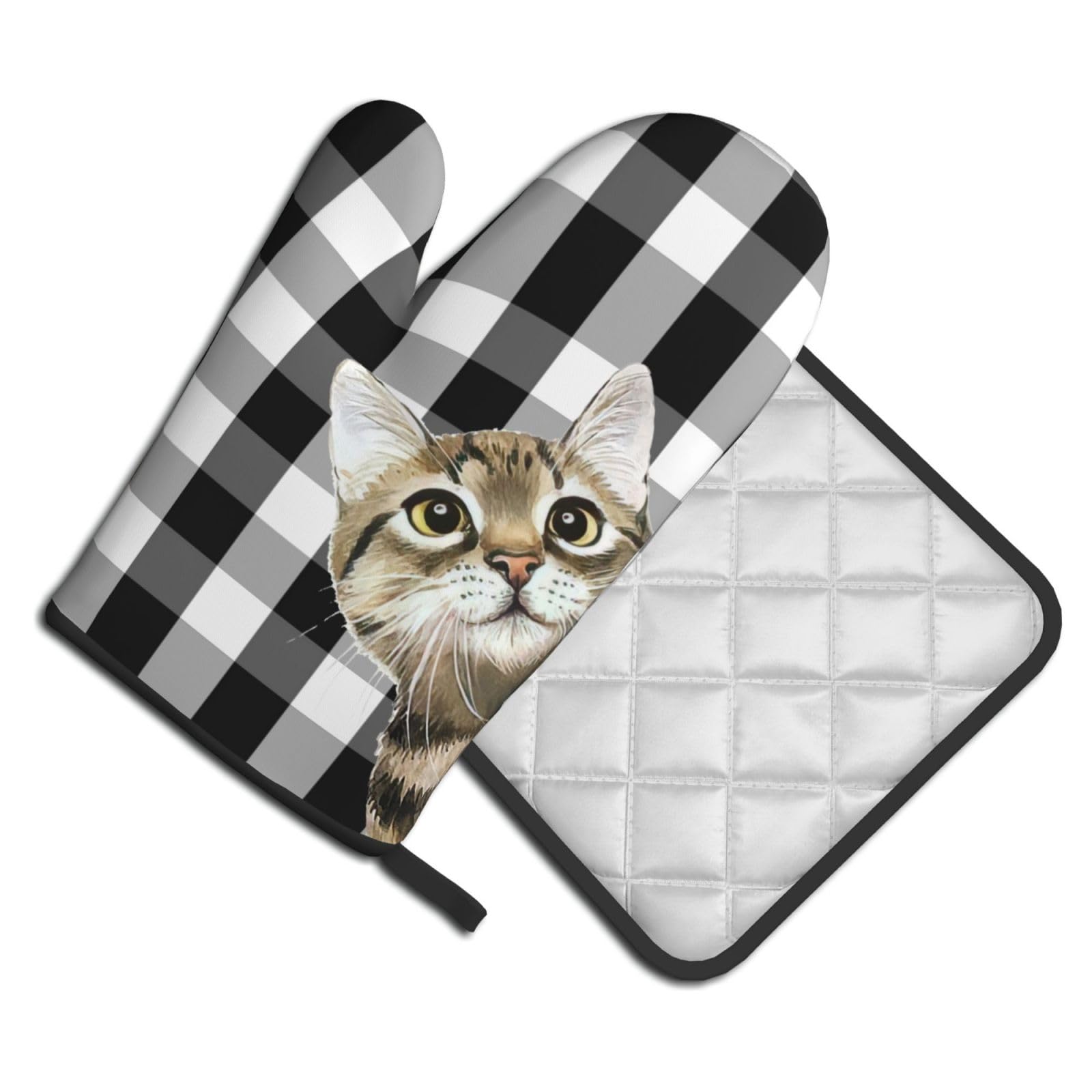 Amazon.com: Cute Cartoon Cats Oven Mitts and Pot Holders Sets Resistant ...