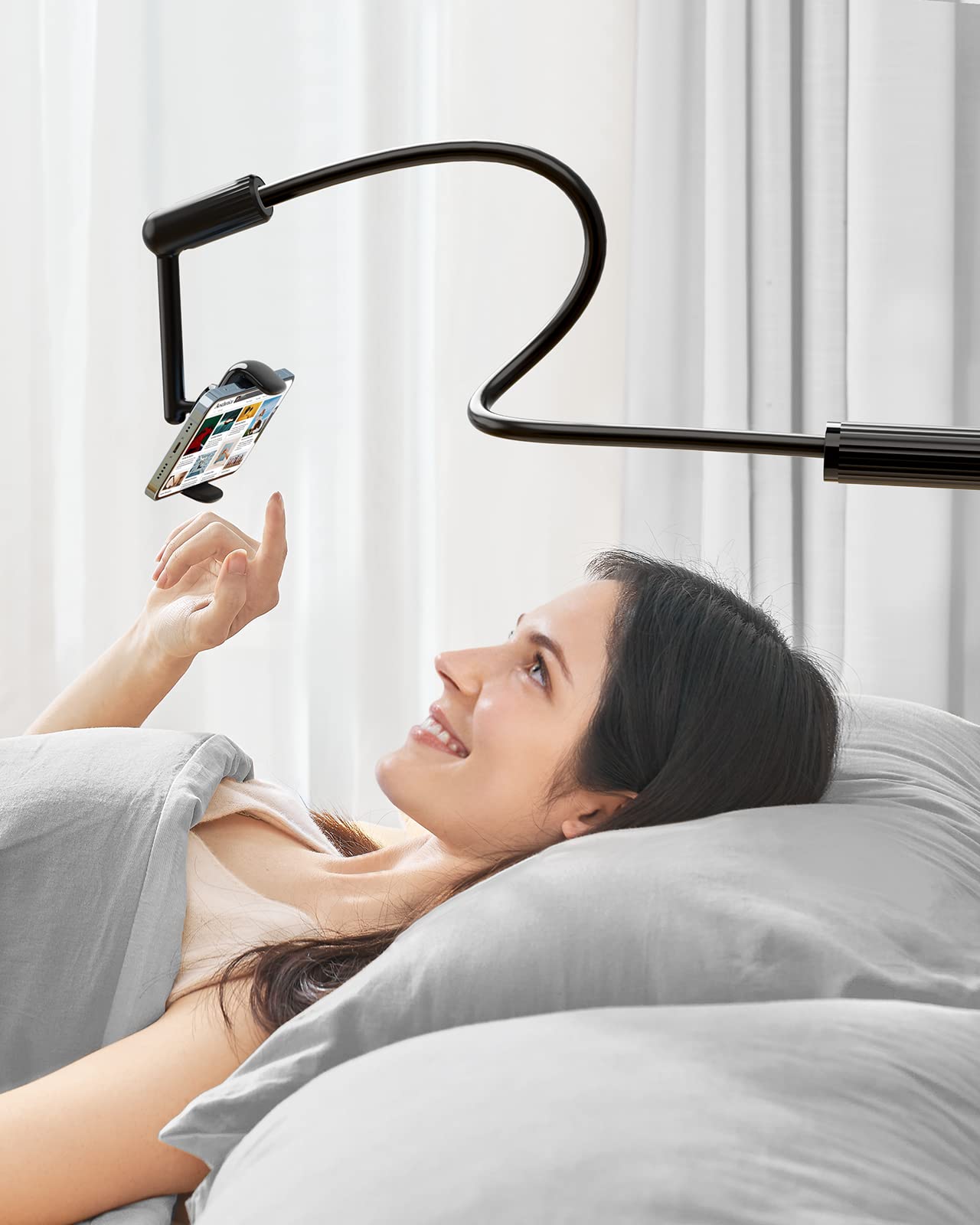 Snapklik.com : SAIJI Gooseneck Phone Holder For Bed, 360 Rotate Support ...
