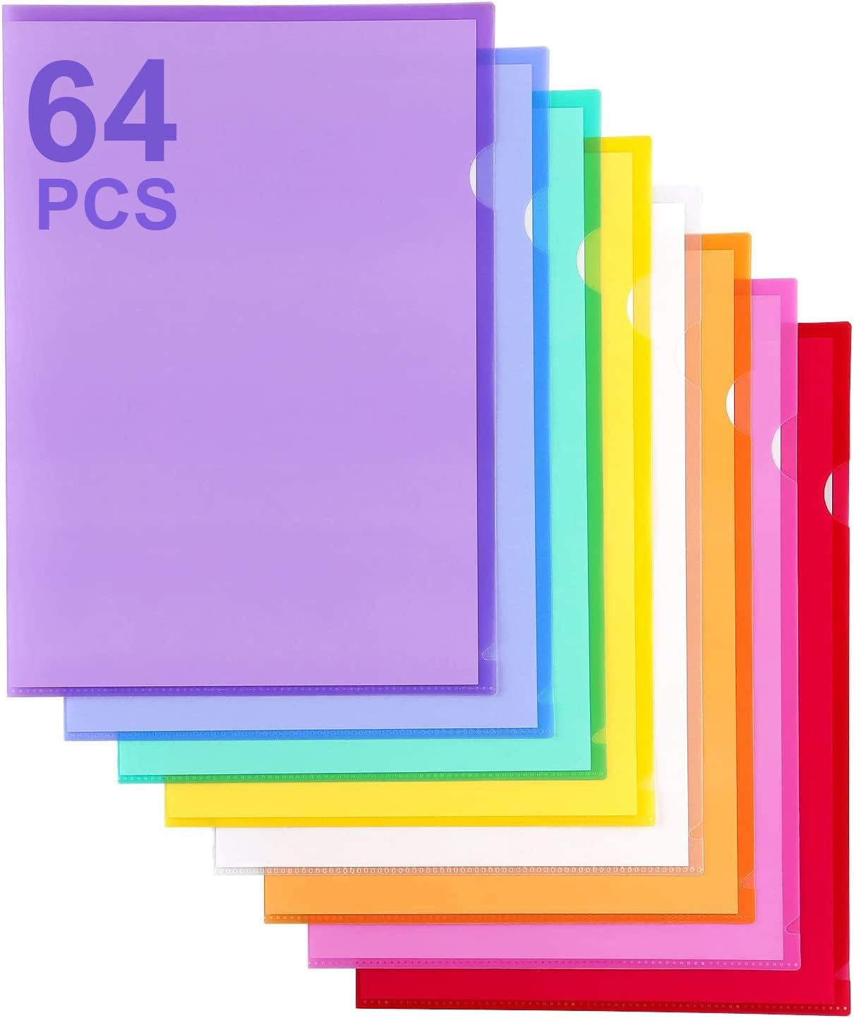 ASelected A4 Plastic Sleeves Wallets 64Pcs A4 Clear Plastic Folders ...