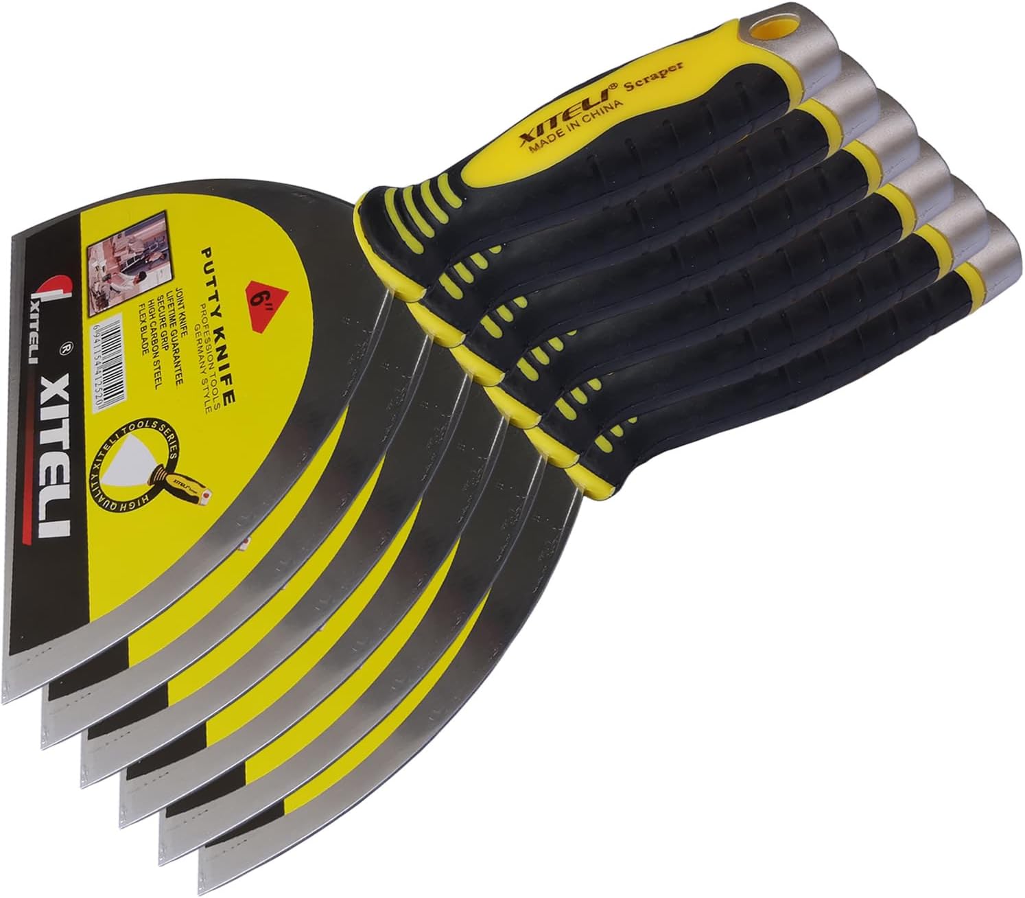 ESreake 6-Pack Putty Scraper, 6" Putty Knives with Plastic Ergonomic ...