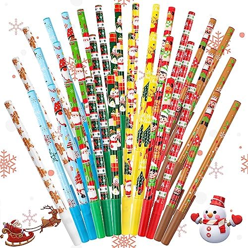 VEYLIN 36 Pcs Christmas Stick Ballpoint Pens, Holiday Stick Ballpoint ...