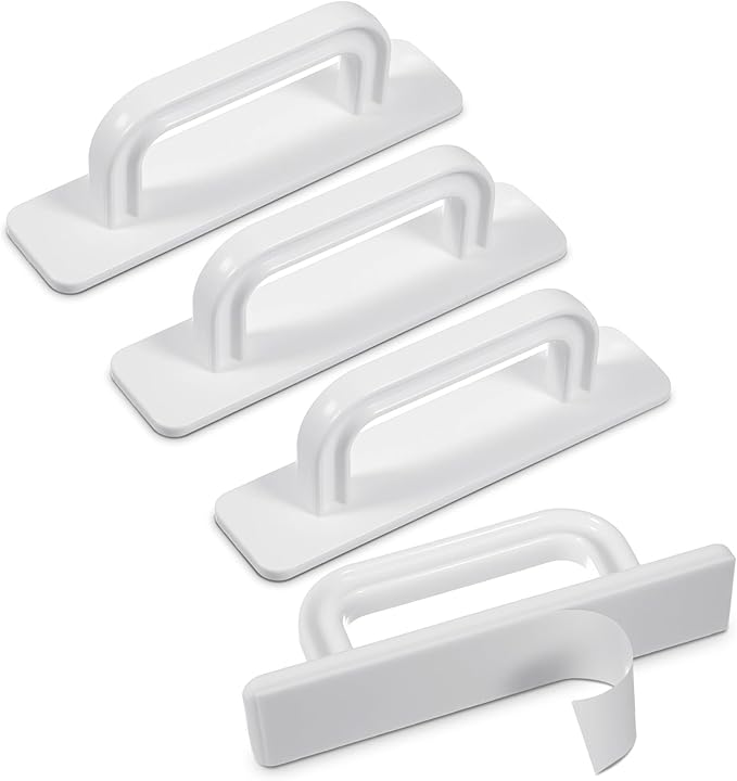 ValueBargain 4Pcs Stick on Handle, 3.9 Inch White Small Plastic Handles ...