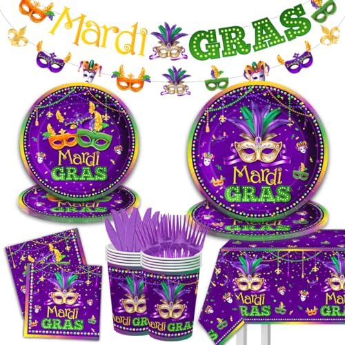 Amazon.com: Mardi Gras Party Supplies Mardi Gras Party Tableware Set ...