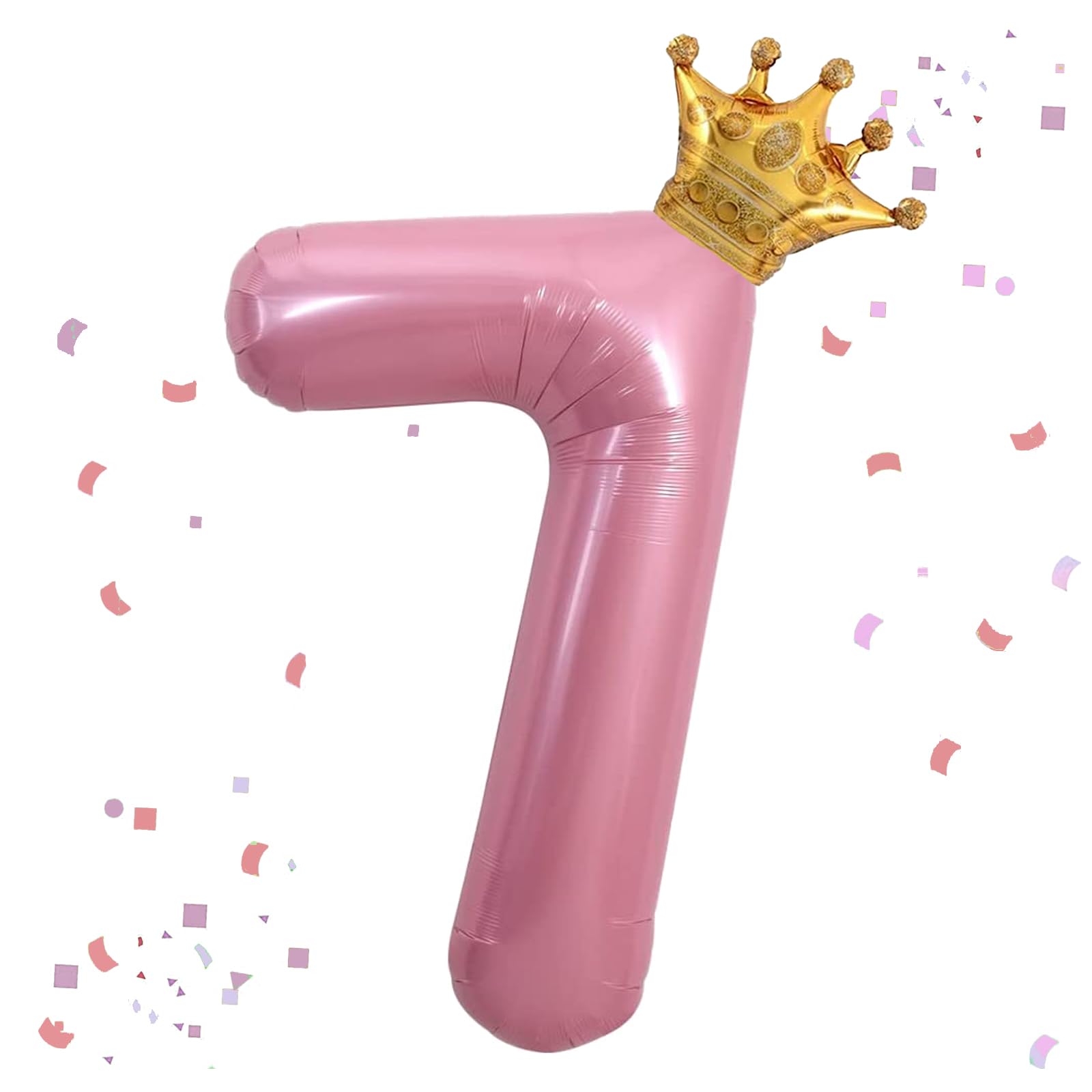 40 Inch Pink Number 7 & Mini Crown Balloon for Birthday Party ...