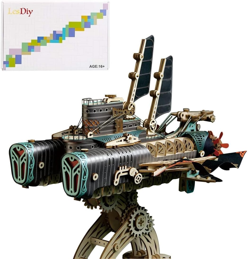 Amazon.com: WUKO Steampunk 3D Wooden Puzzles, Fantasy Spaceship 3D Mechanical Model, Wooden ...