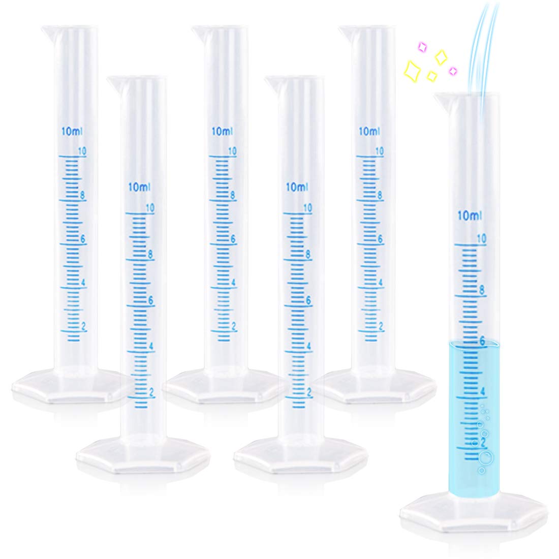 Amazon.com: Kalevel 6pcs Measuring Cylinder 10ml Graduated Cylinder ...