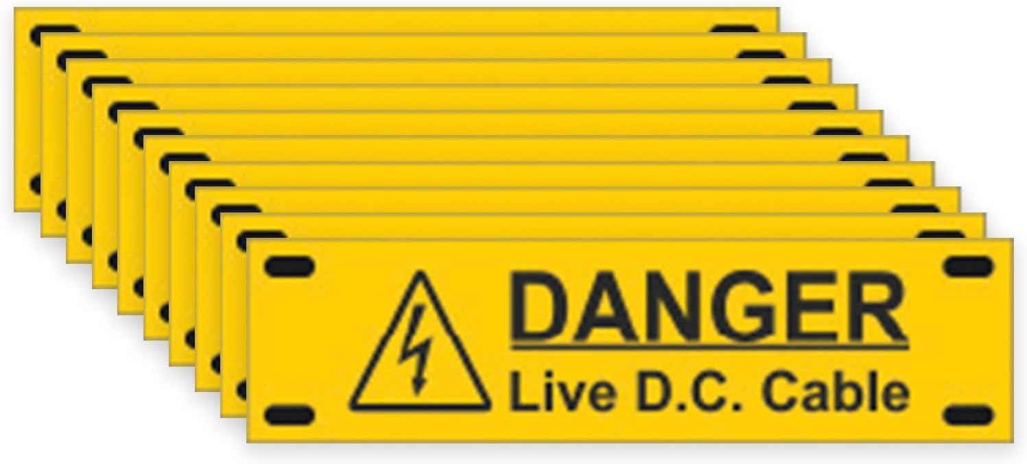 iSigns Warning Signs (Danger Live DC Cable), Pack of 10 Tags, 75x20mm ...