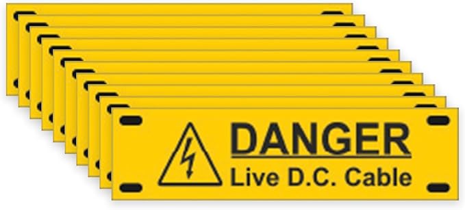 iSigns Warning Signs (Danger Live DC Cable), Pack of 10 Tags, 75x20mm ...