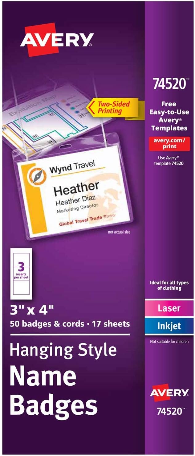 Hanging Style Name Badges on 4-1/4" x 11" Sheets : Amazon.ca: Office ...