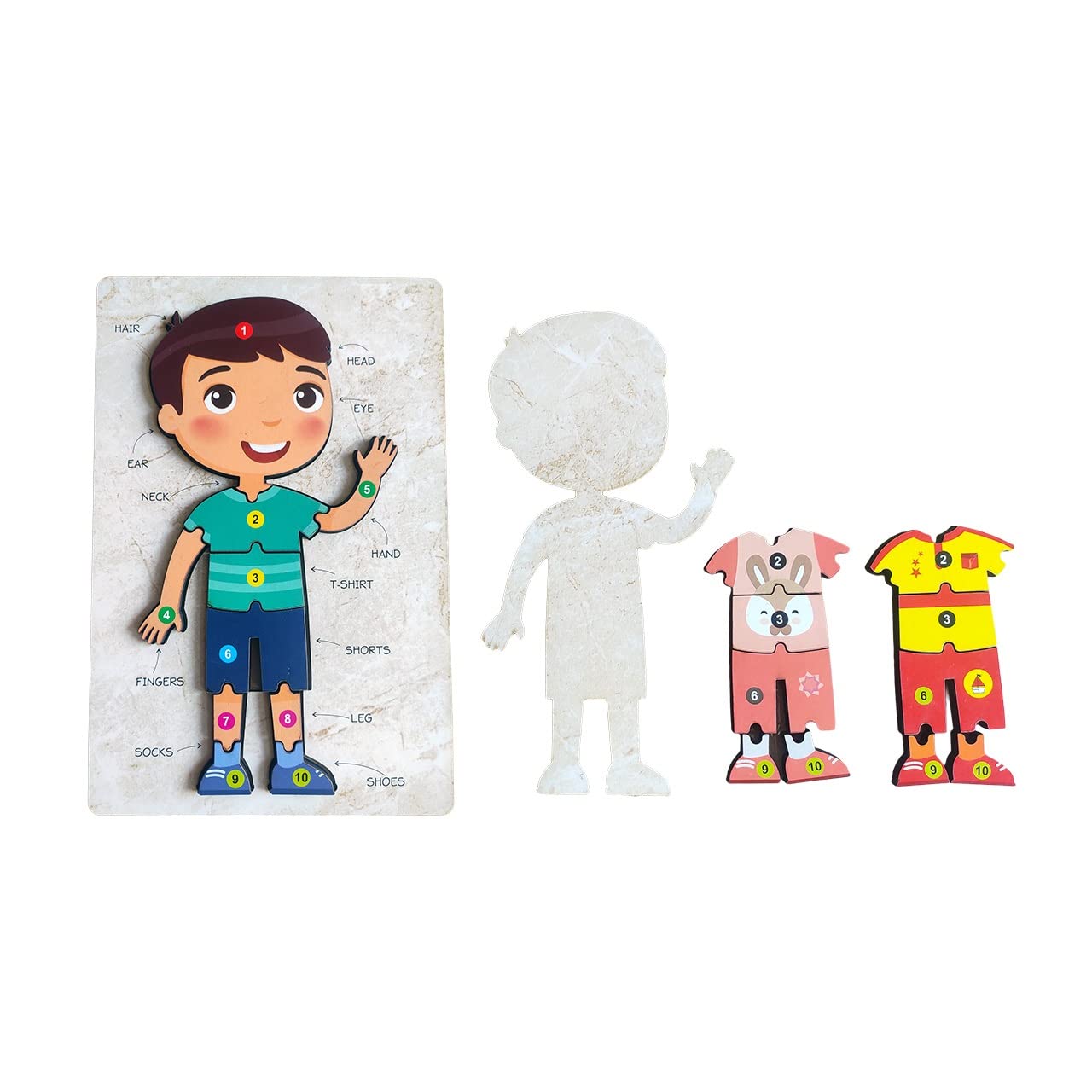 Buy Kliffoo Wooden Boy Body Parts Puzzle with Pictures Body Part Puzzle ...