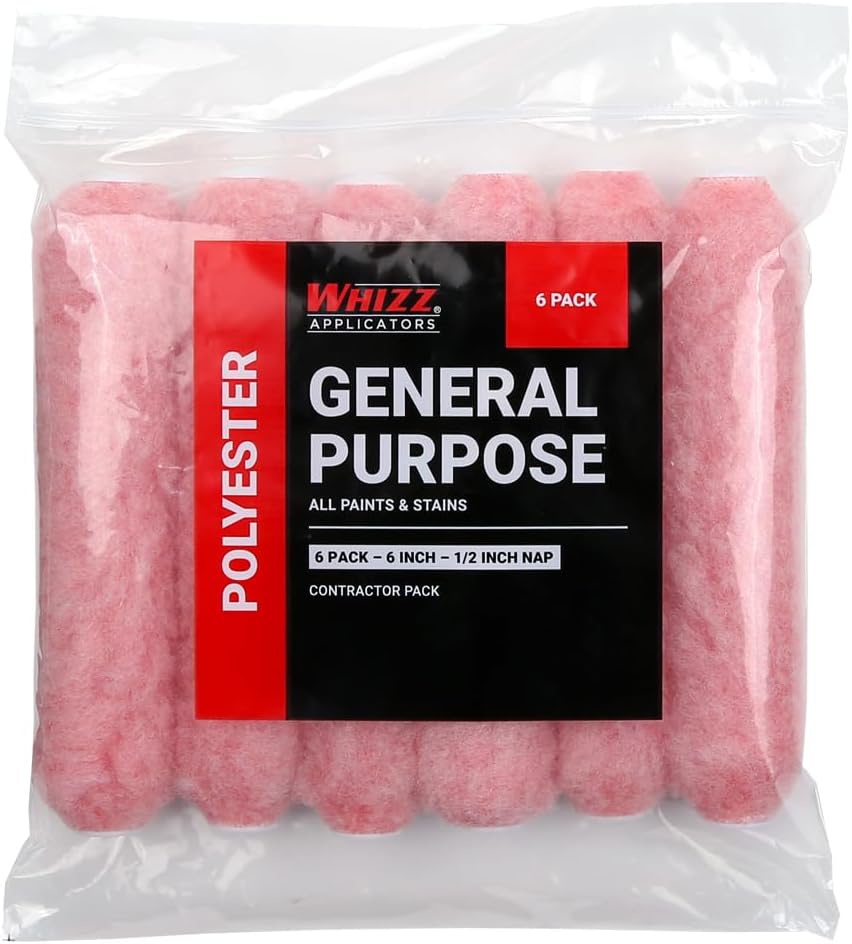 WHIZZ Applicators 6" Pink Polyester Mini Roller Refills, 6-Pack ...
