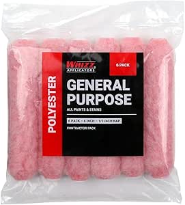 WHIZZ Applicators 6" Pink Polyester Mini Roller Refills, 6-Pack ...