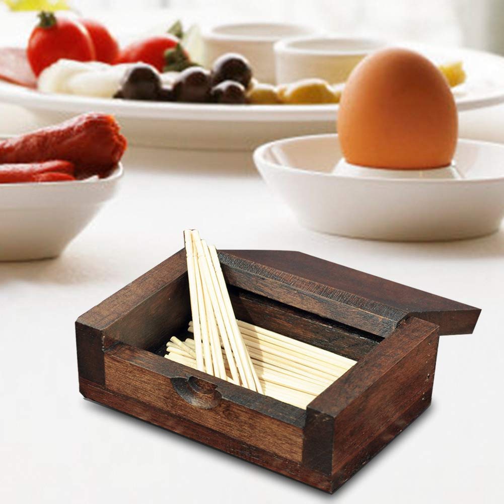 Amazon.com: AUNMAS Wood Toothpick Holder, Mini Vintage Pocket Toothpick ...