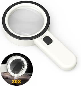 Amazon.com: Eyoyo Magnifying Glass with 12 LED Light, 30X Double Glass ...
