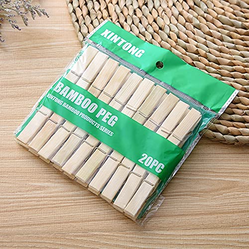 Zeniso® 20 pcs Clothes Clip Bamboo Clothes Peg Small Clothespin Bag ...